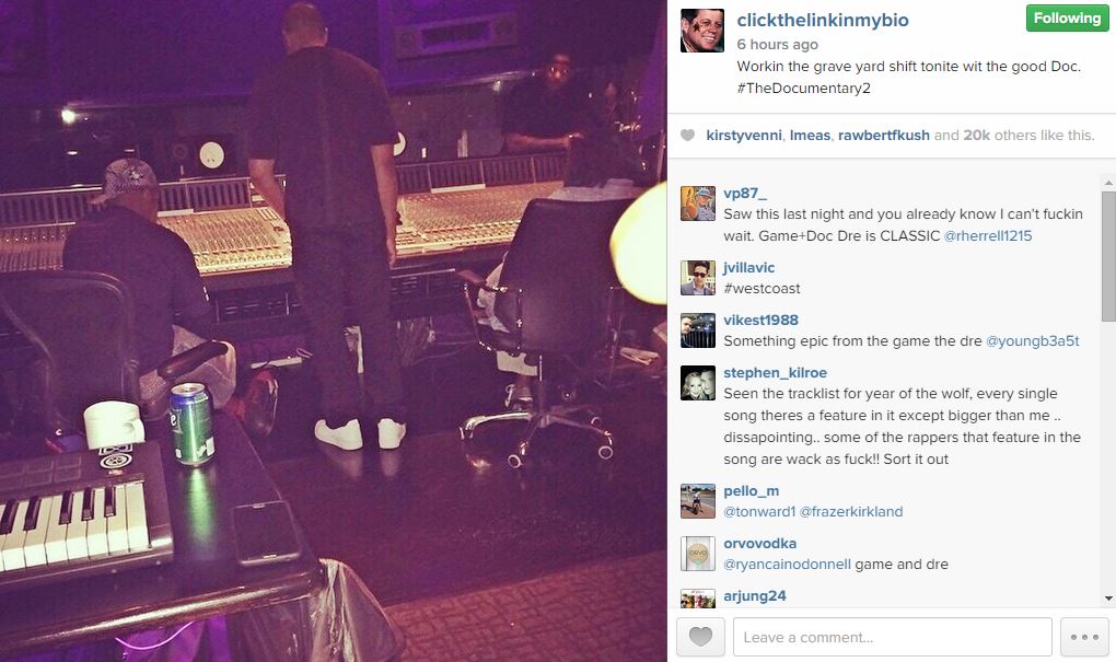 Game reunites with Dr. Dre in the studio for "The Documentary 2" [PHOTO]