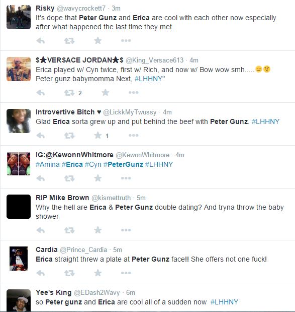 Twitter questions Erica Mena and Peter Gunz squashing their beef #LHHNY
