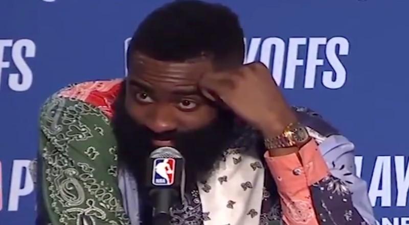 James Harden gives his reaction to the refs officiating in game 1 of ...