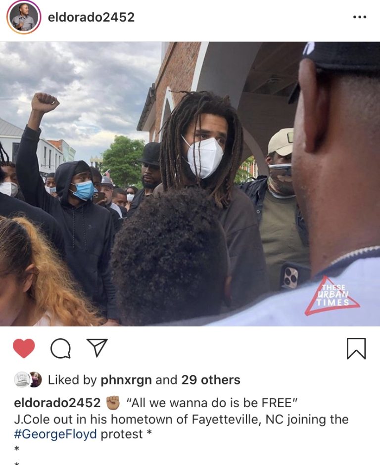 J. Cole Attends Protest In Hometown of Fayetteville, NC in Support of ...