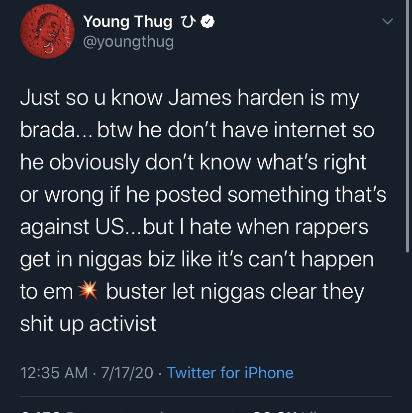 Young Thug Defends James Harden Wearing Blue Lives Matter Police Mask ...