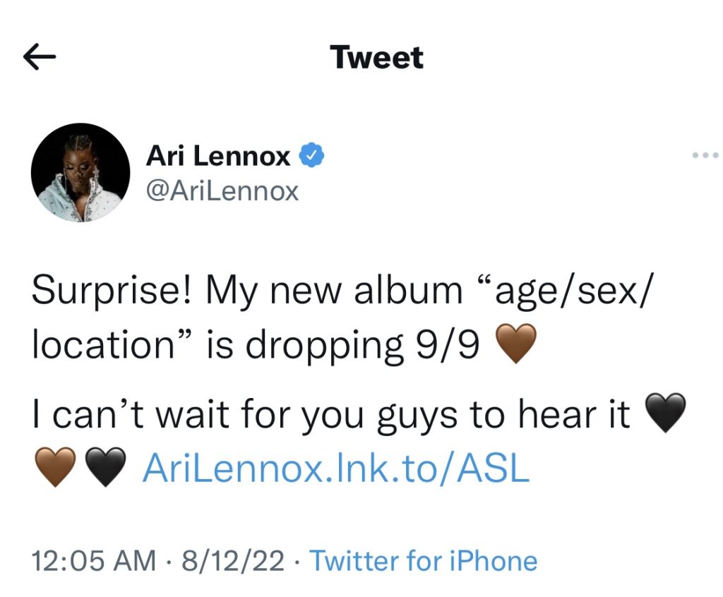 Ari Lennox Announces Age Sex Location Album