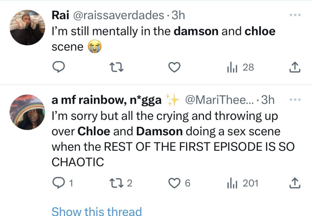 Chloe Bailey's scene with Damson Idris in "Swarm" goes viral