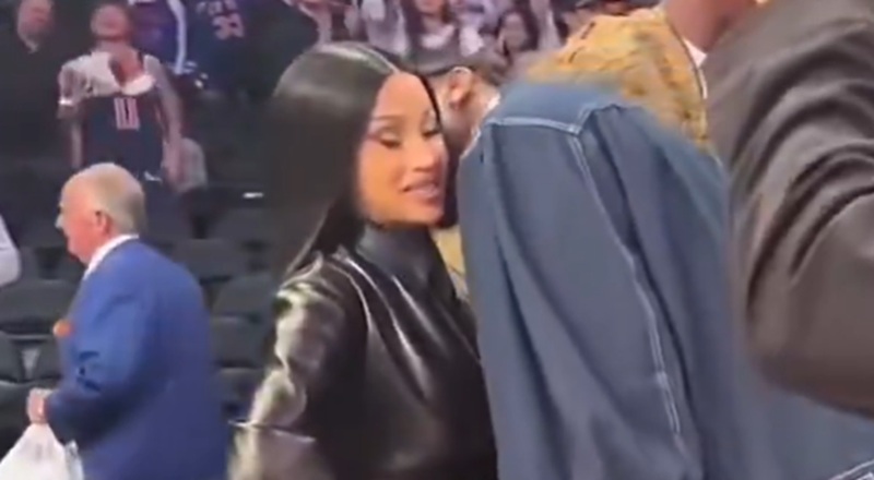 Stefon Diggs kisses Cardi B’s neck at Knicks-Celtics game