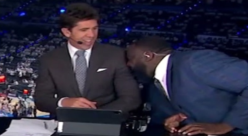 Kendrick Perkins bites Bob Myers on live NBA Finals halftime show