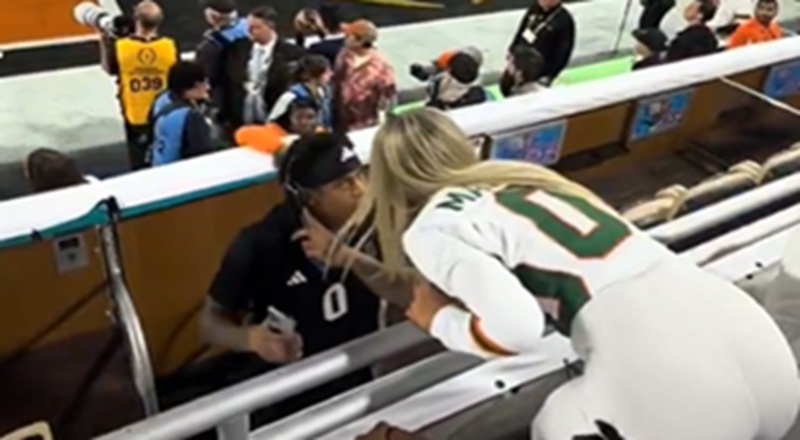 Keelan Marion’s girlfriend trends for post-game kiss and curves